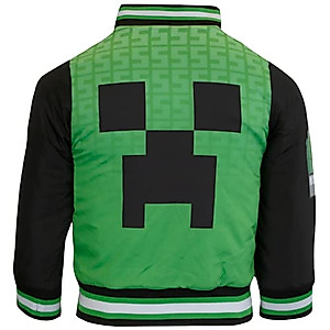 Minecraft Bomber Jacket for Boys, Boys Bomber Jacket (Green, Size 4)