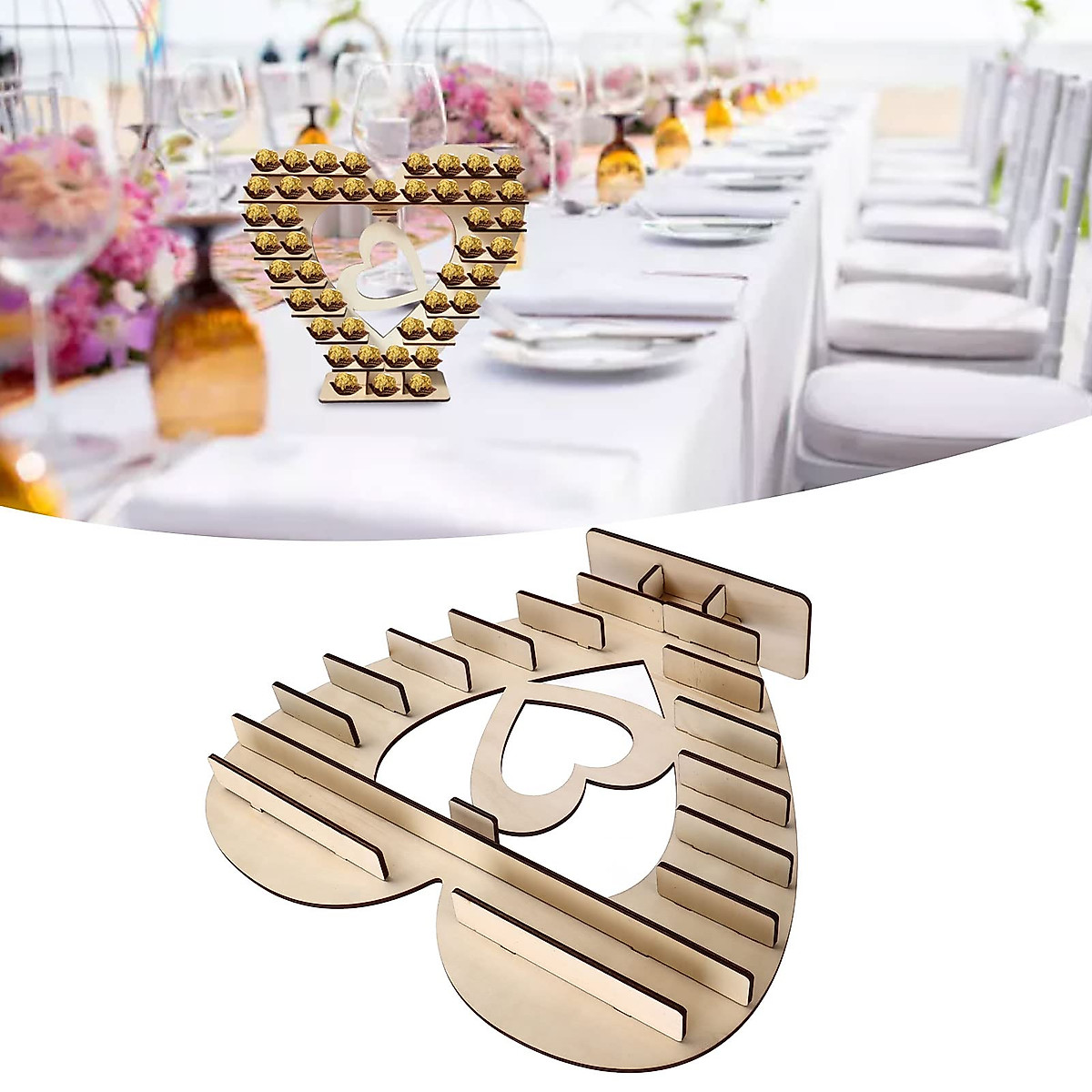 Wooden Chocolate Stand, Easy Assembly Cupcake Holder Eco Friendly Heart Shaped for Party for Wedding