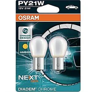 OSRAM DIADEM CHROME PY21W halogen, signallamp, turn signal light, 7507DC-02B, 12V, double blister 2 pieces