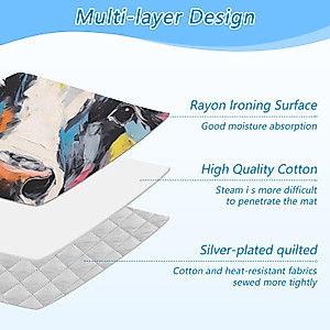 GOODOLD Cow Portraits Ironing Mat Portable Travel Ironing Pad for Washer,Dryer,Table Top, Iron Board Alternative Cover, Large Heat Resistant Ironing Blanket