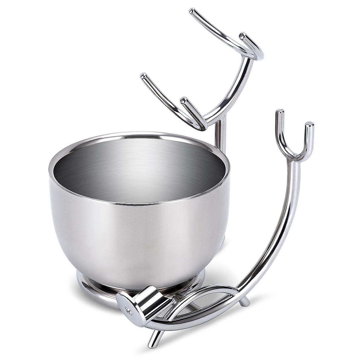 PerPro Shaving Stand and Double Stainless Steel Design Shave Soap Bowl - Forms Thick and Foamy Lather Quickly,Unbreakable and Rust Resistant for Smooth Wet Shaving