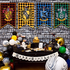 Magical Wizard Birthday Decorations Logo Flags Wall Decals Witch Wizard Magical, Wizard Style Party Decorations Banners House Wall Banner Premium Indoor Outdoor Party Yard Flag Backdrop birthday party