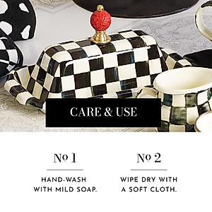 MacKenzie-Childs Sterling Check Enamel Butter Box, Cute Lidded Butter Dish