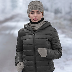 Winter Hat Fleece Lined Neck Warmer Scarf and Gloves Set for Women Knit Beanie Winter Gloves and Scarves Cold Weather