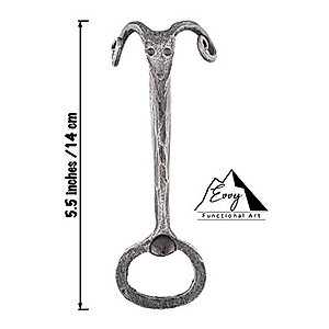 Rams Head Hand Forged Iron Beer Bottle Opener - Handmade by Evvy Functional Art