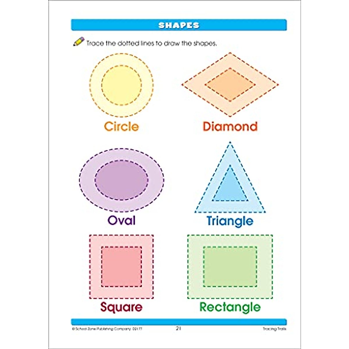 School Zone - Tracing Trails Workbook - 32 Pages, Ages 3 to 5, Preschool, Pre-Writing, Intro to Shapes, Alphabet, Numbers, and More (School Zone Little Hand Helper™ Book Series)