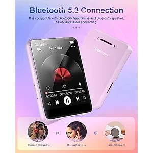 64GB MP3 Player with Bluetooth 5.3, Portable Digital Lossless Music Player with Built-in Speaker, 2.4 in Full Touch Screen, FM Radio, Line-in Voice Recorder, Earphones Included, Support up to 128GB