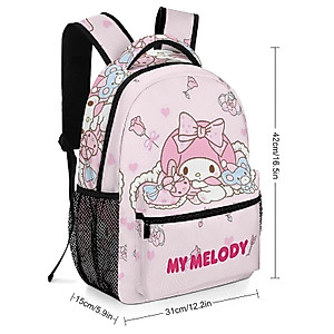 Ladycute M-y Mel-ody backpack book bag withe side pokect large suitable for men women ​hiking camping picnic