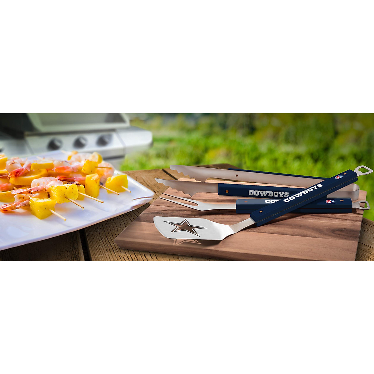 YouTheFan NFL Dallas Cowboys Spirit Series 3-Piece BBQ Set , Stainless Steel, 22" x 9"