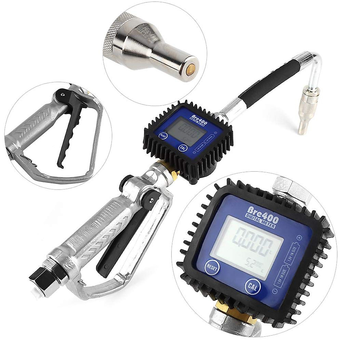 Oil Nozzle with Nozzle Digital Flowmeter, Digital Fueling Meter Nozzle Oil Lubricant Nozzle 1-35 L/min