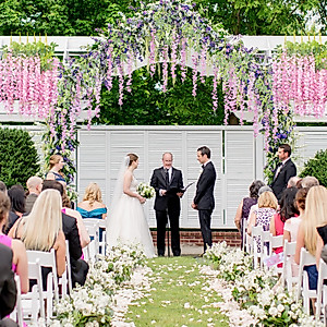 AITISOR 24 Pack Artificial Fake Wisteria Vine Ratta (3.75 Feet) Hanging Garland Silk Flowers String Home Party Wedding Decor(Pink)