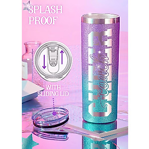 Onebttl Cheer Coach Gifts - 20oz/590ml Stainless Steel Skinny Insulated Tumbler With Straw, Lid - Gift for Cheerleading or Cheerleader Coach, Women, Her, Female