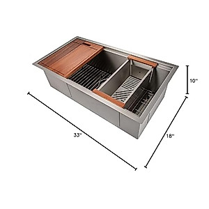 ZLINE 33" Garmisch Undermount Single Bowl Stainless Steel Kitchen Sink with Bottom Grid and Accessories (SLS-33)
