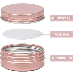 0.5 oz Screw Top Aluminum Tin Jar with Screw Lid and Blank Labels (Rose Gold - Pack of 32)