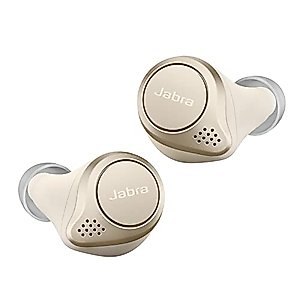 Jabra Elite 75t – True Wireless Earbuds with Charging Case, Gold Beige – Active Noise Cancelling Bluetooth with a Comfortable, Secure Fit, Long Battery Life, Great Sound
