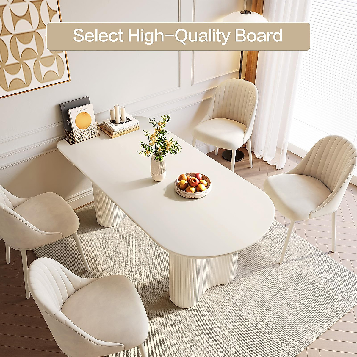 GraceNook 63" White Dining Table, Oval Dining Room Table, Modern Dining Table for 2,4,6 Person, Kitchen Table, Nook Dining Table Set for Dining Room,Kitchen,Breakfast Nook or Reception Room