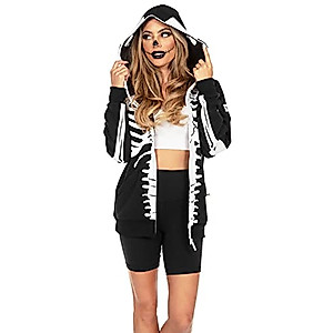 Tipsy Elves Casual Skeleton Hoodie Black White Halloween Costume Size Medium