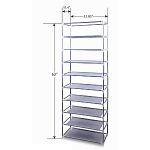 dcmtoamz Fashionable Room-Saving 9 Lattices Non-Woven Fabric Shoe Rack Gray