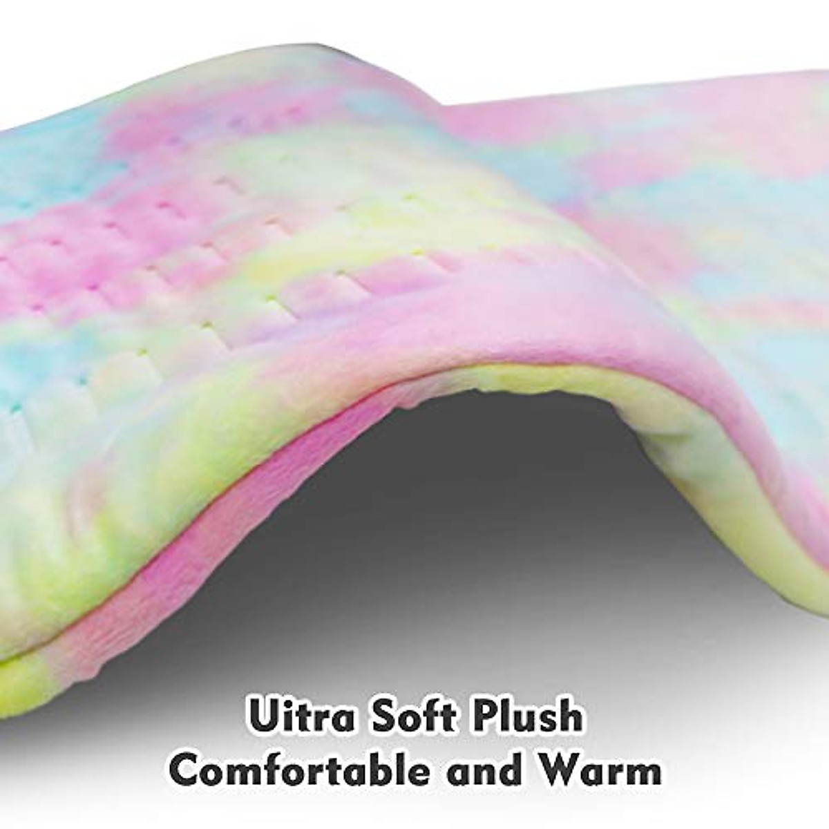 GOQOTOMO Electric Heated Pad for Back/Waist/Abdomen/Sh-oulder/Neck Pain and Cramps Relief - Moist and Dry Heat Therapy with Auto-Off Hot Heating Pad by-Rainbow