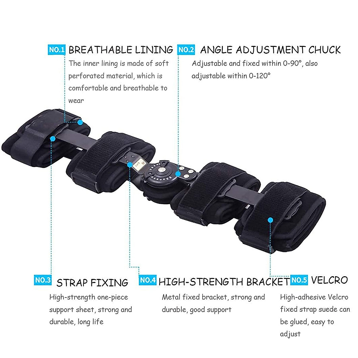 WILLQ Hinged ROM Knee Brace for Post Op Patella Injury Ligament Sports Injuries Arthritis Fracture Post Operative Support Recovery Stabilization Adjustable ​Orthopedic Support Stabilizer