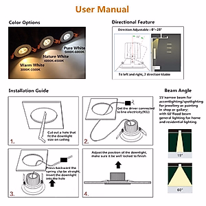 LightingWill 2inch LED Dimmable Downlight, 3W COB Recessed Ceiling Light, Natural White 4000K-4500K, CRI80, 25W 220LM Halogen Bulbs Equivalent, White (4 Pack)