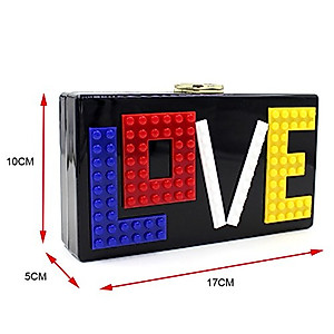 YYW Love Acrylic Clutch, Acrylic Box Evening Clutch Bag Purse Handbag for Women Wedding Party Cocktail Handbag (Black)