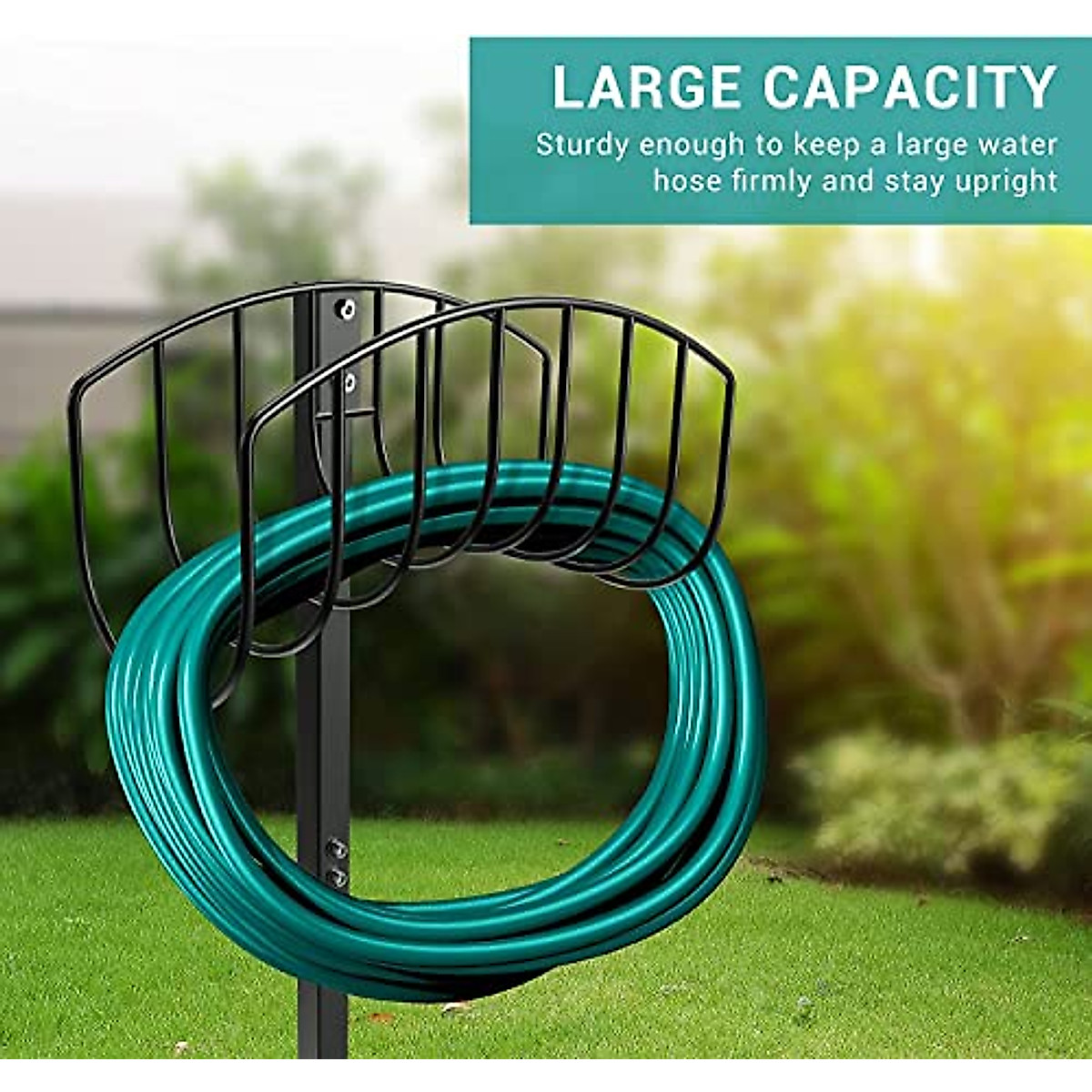 Garden Hose Holder - CreiYuan Water Hose Stand Freestanding Metal Hose Hanger, Detachable Heavy Duty Hose Storage Stand for Outdoor