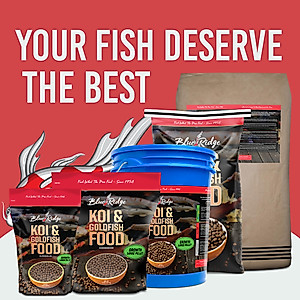 Blue Ridge Koi Fish Food 2lb - Koi Food 3/16” Large Growth Formula, Goldfish Food, Premium Fish Food for Ponds, Ponds Fish Food, Koi Food Fall and Winter Fish Food, Floating Pond Pellets