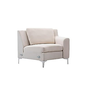 Pemberly Row 136" Symmetry Curved Modern Velvet Sectional Sofa in Beige