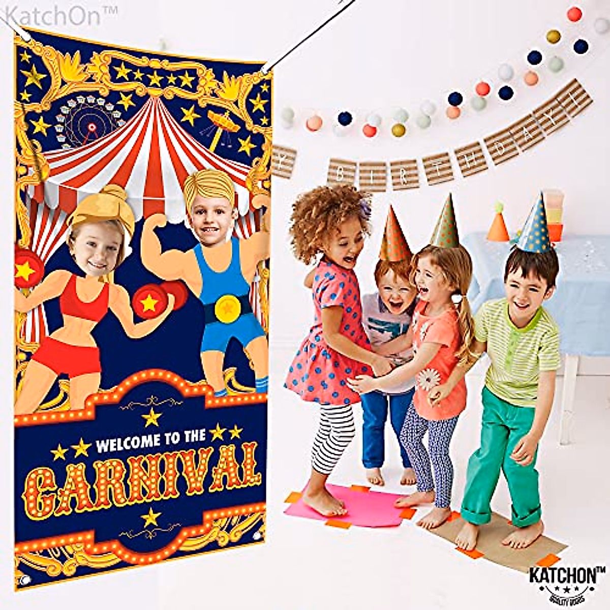 KatchOn, Carnival Photo Booth Backdrop - Large, 72x36 Inch | Carnival Photo Banner for Carnival Theme Party Decorations | Carnival Backdrop, Carnival Decorations for Event | Mardi Gras Decorations