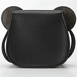 QiMing Little Mouse Ear Bow Crossbody Purse,PU Shoulder Handbag for Kids Girls Toddlers(Black1)