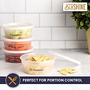 [40 Sets] 8 oz. Plastic Deli Food Storage Containers with Airtight Leak Proof Lids - Reusable - Microwave, Fridge, and Freezer Safe