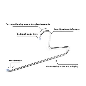 YUNAI 3Pcs Stainless Steel Pants Hangers, Open Ended Hangers, Jean Hangers, Strong Durable Anti-Slip Slacks Hangers for Space Saving.(Silver)