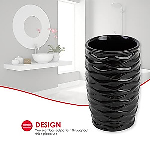 Home Basics Curves Textured 4 Piece Bath Bathroom Accessory Set (Black)