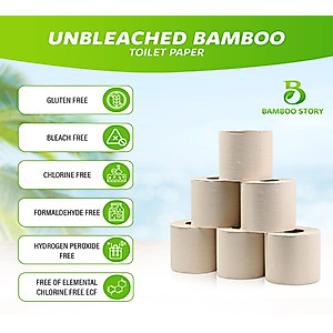 Bamboo Story Premium Bamboo Toilet Paper, PFAS Free, Chemical Free Toilet Paper, Unbleached, (24) 3PLY & 300 Sheets, FSC Certified, Organic Brown, Plant-Based, Tree-Free, Plastic Free, BPA Free (24)