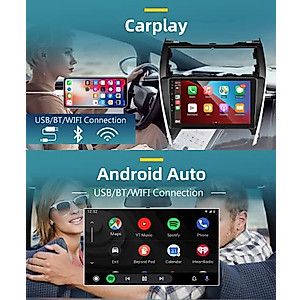 Android Car Stereo for Toyota Camry 2012 2013 2014 with Apple Carplay, Rimoody 10.1 Inch Touch Screen Car Radio with GPS Navigation Bluetooth FM HiFi WiFi Android Auto + AHD Backup Camera