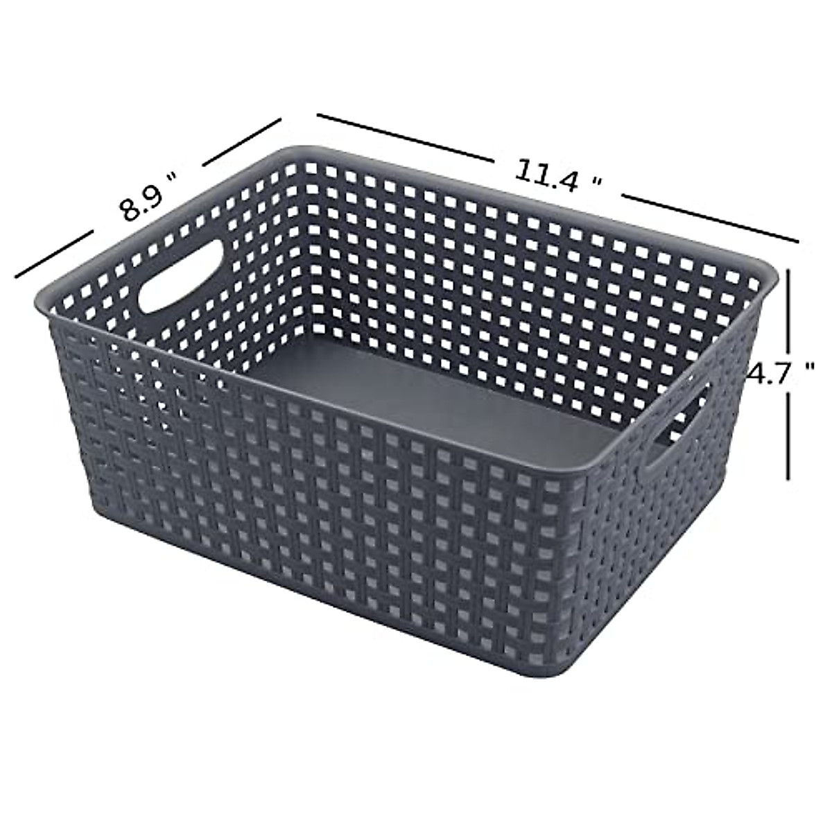 CadineUS 4-Pack Plastic Storage Baskets, Woven Storage Basket Bins