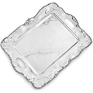 Beatriz Ball Medium Organic Pearl Kristi Rectangular Tray with Handles