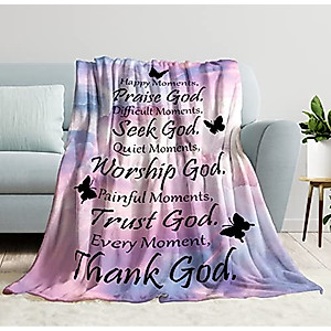 Inspirational Blanket Healing Thoughts Throw Blanket Christian Bible Verse Religious Blanket with Positive Energy, Super Soft Prayers Fleece Blanket Get Well Soon Gifts for Women & Men - 40" x 50"