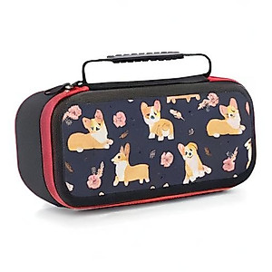 AoHanan Welsh Corgi Cartoon Switch Carrying Case Compatible with Switch Game Case with 20 Games Cartridges Hard Shell Travel Protection Case for Console & Accessories