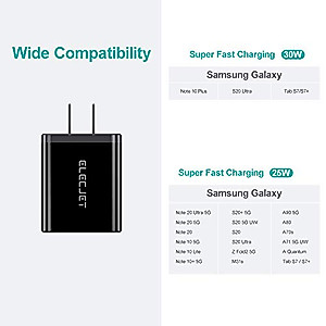 30W USB C Super Fast Charger, ELECJET Super Fast Charging Block for Galaxy Note 10 Plus/Note 20 Ultra/S20 Ultra 5G/S21/A70/A71/A80/A90 5G/Z fold 2 5g/M31s/Tab S7 Plus, UL Listed Wall Charger