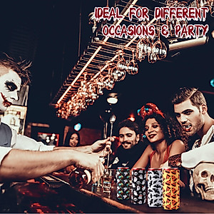 Potchen 24 Pcs Halloween Can Coolers Sleeves 12 oz Witch Skull Can Cooler Sleeves Neoprene Slim Beer Can Cooler Sleeves Bottle Insulator for Halloween Party Favors Gifts Decor Supplies