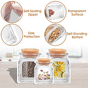 100 pcs Reusable Mason Jar Bags,Large Food Storage Ziplock Bags,5.5" X 7.8" Cute Plastic Zipper Leakproof Bags for Freezer Kitchen Camping Picnic Organizer