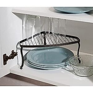 iDesign York Lyra Free Standing Corner Storage Shelf for Kitchen Countertop, Pantry, Cabinet - Bronze 13.5" x 9.75" x 5.5"