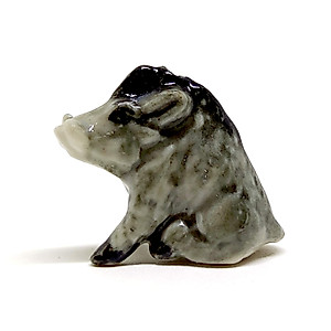 SSJSHOP Wild Boar Baby Pig Micro Tiny Dollhouse Figurines Ceramic Hand Painted Animals Collectible Small Gift Home Garden Decor (Wild Boar)