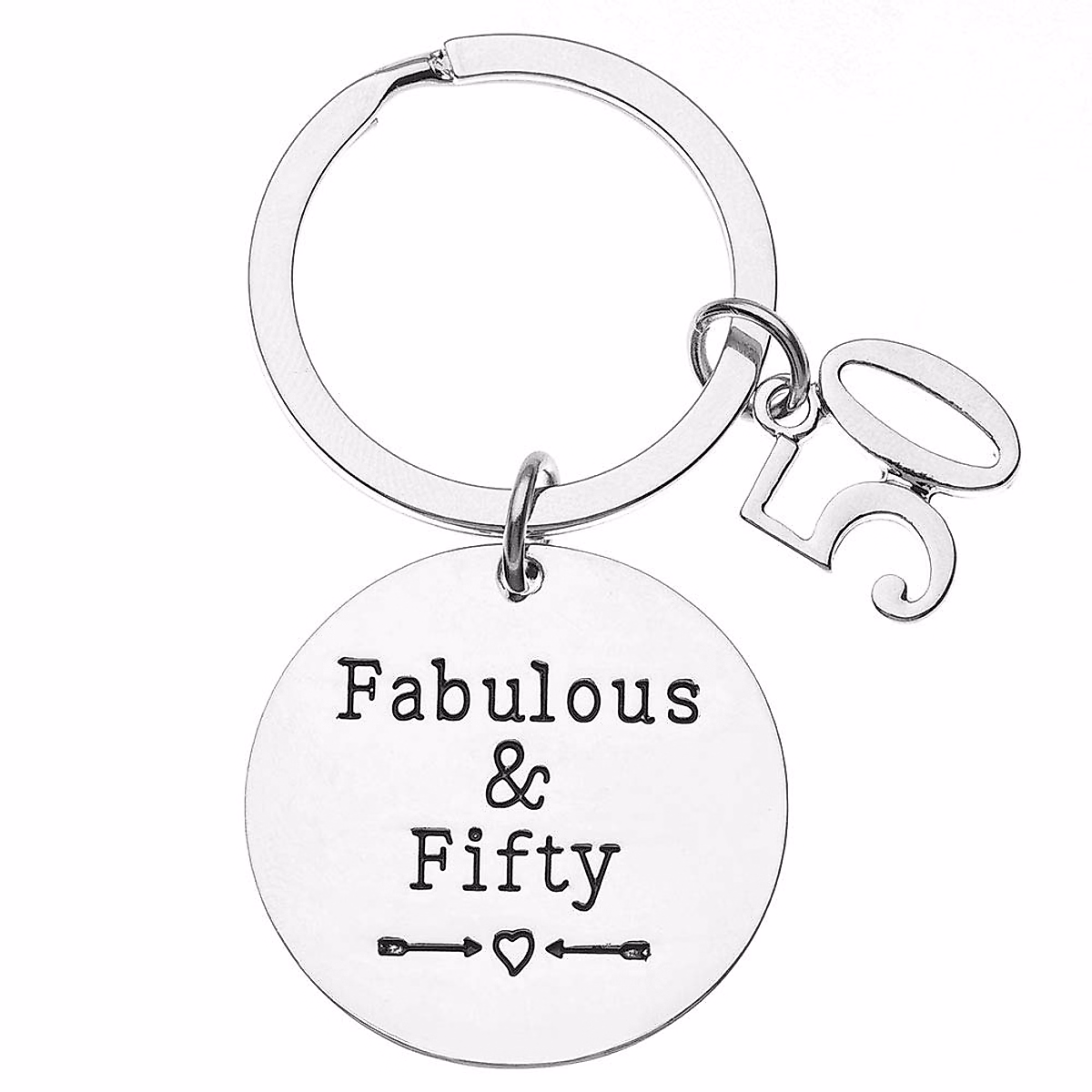 Infinity Collection 50th Birthday Keychain, 50th Birthday Gifts for Men & Women, Fabulous and Fifty Keychain. 50th Bday Gifts for Him or Her