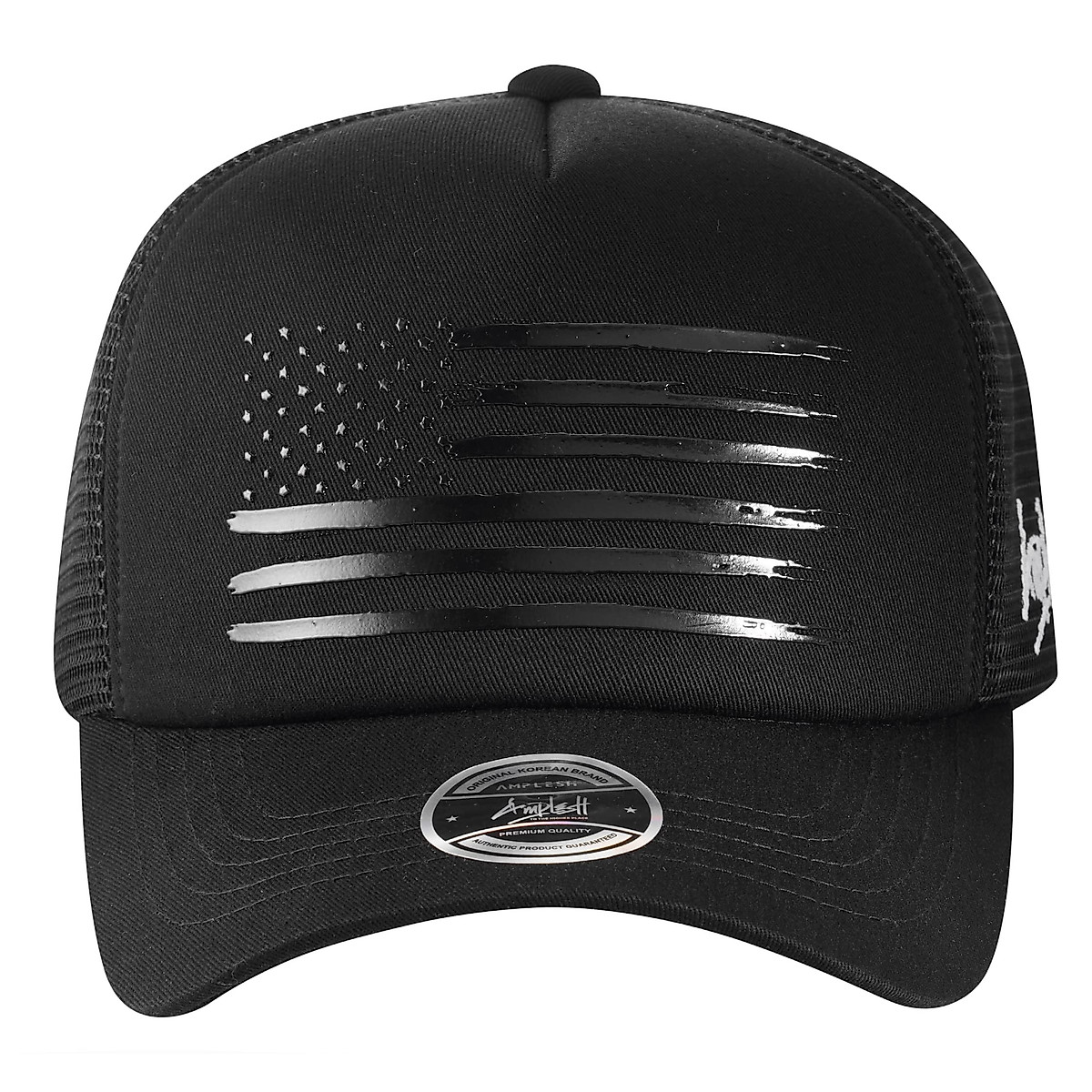 AMPLESH Premium 3D Embossed American Flag Trucker Hat Mesh Baseball Cap Outdoor Snapback Hat for Men Women (as1, Alpha, m, l, All Black)