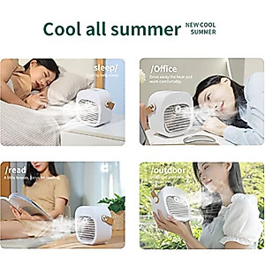 Gootu Portable Air Conditioner，6000mAh Mini Air Conditioner Fan，USB Rechargeable Personal Air Conditioner，3 Speed Quiet Air Cooler for Bedroom，Office，Car，Travel & Indoor & Outdoor Activities.(White)