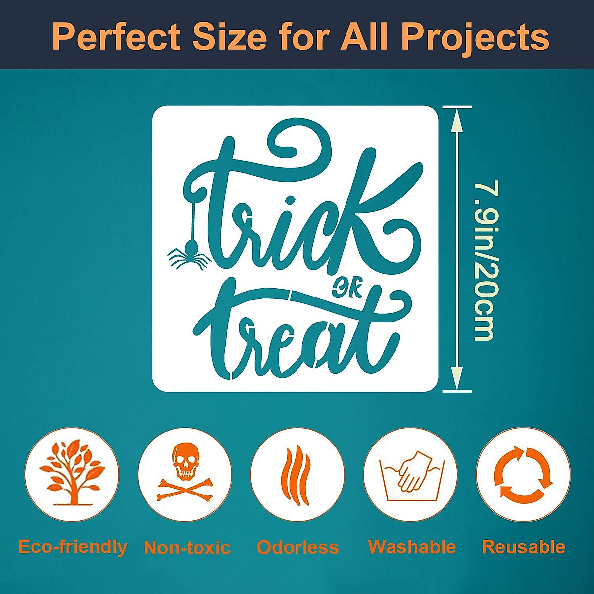 12 Pieces Halloween Stencils Reusable Plastic Halloween Theme Drawing Stencils for Painting on Wood Walls Fabrics Window, 7.9 Inches