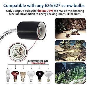 Reptile Heat Lamp,Aquarium Tank Heat Light,E26/E27 Turtle Basking Spot Lamp with Dimmable Switch,86.6in Habitat Basking Heat Lamp,Heating Lighting for Tortoise/Lizard/Amphibian/Snake/Aquarium(No Bulb)